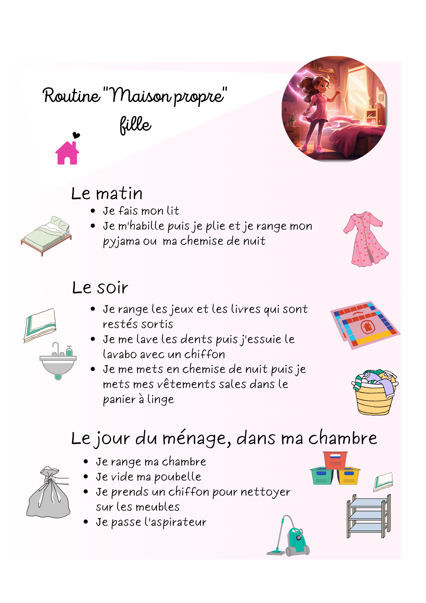 Routines maison propre pour les enfants