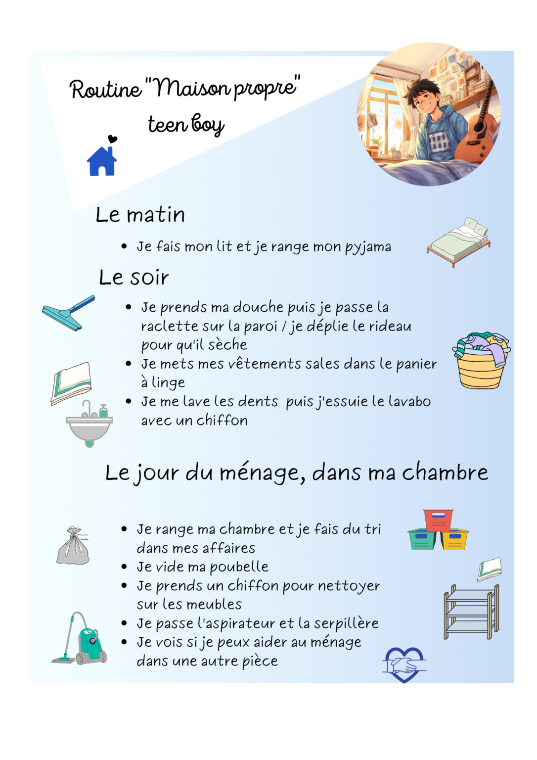 Routines maison propre pour les enfants